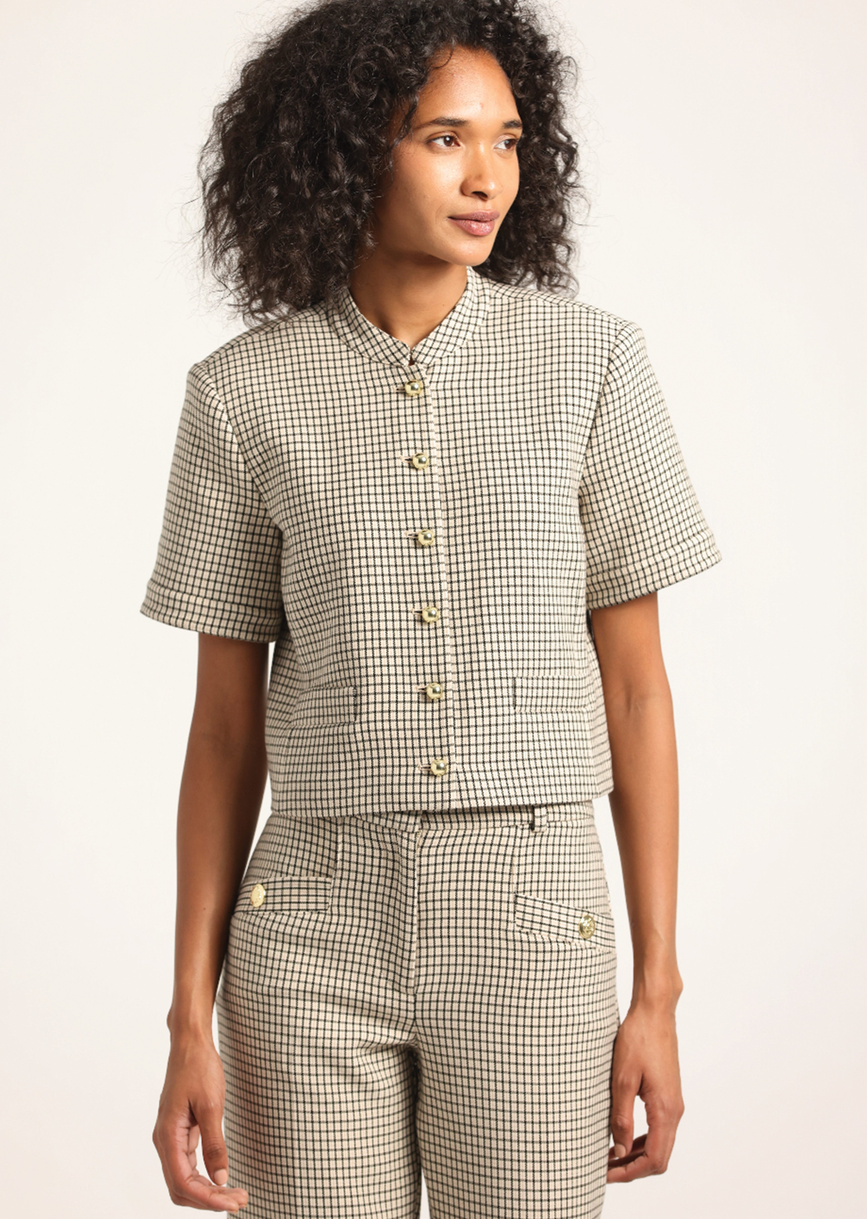 Grace Short Sleeve Jacket - Biscuit Multi – Derek Lam