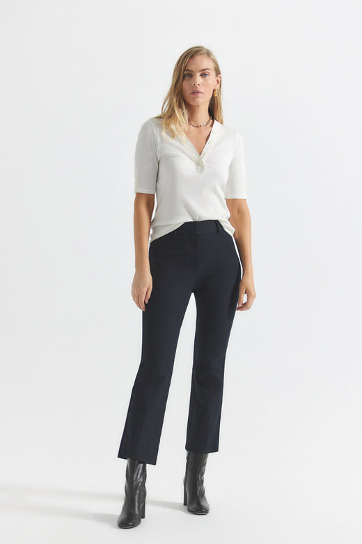 Crosby Crop Flare Trouser in Midnight | Derek Lam 10 Crosby